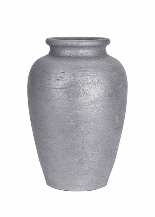 Ceramic Vase Silver 19cm - Ace Hardware Maldives