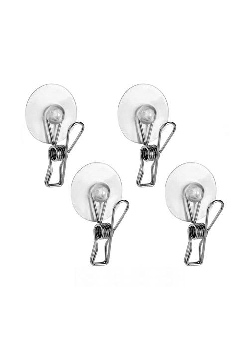 InterDesign Bath Shower Suction Clip Set of 4 Polished Stainless Steel ...