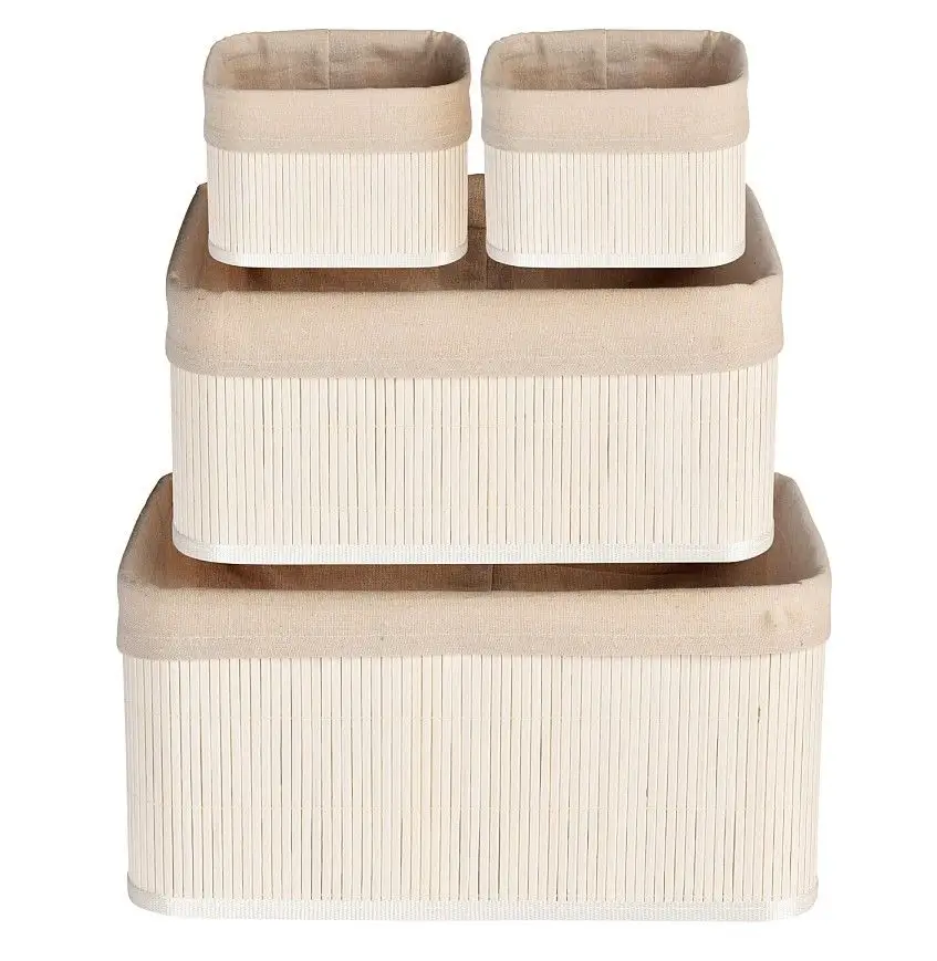 BASKET SET BAMBOO LINEN WHITE - Ace Hardware Maldives